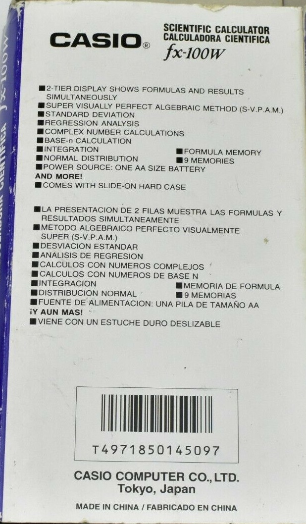 Casio - FX-100W - - Calculatrice Scientifique - Casio FX100W - Casio ...