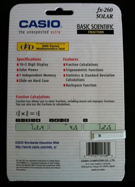 Casio - fx-260 Solar - - Calculatrice Scientifique - Casio fx260 Solar ...