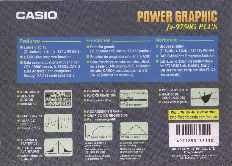 Casio - fx-9750G PLUS - - Calculatrice Graphique - Casio fx9750G PLUS ...