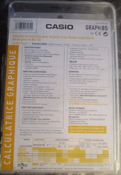 Casio - GRAPH 85 - - Calculatrice Graphique - Casio GRAPH 85 - Casio.ledudu.com - bibliothèque ...