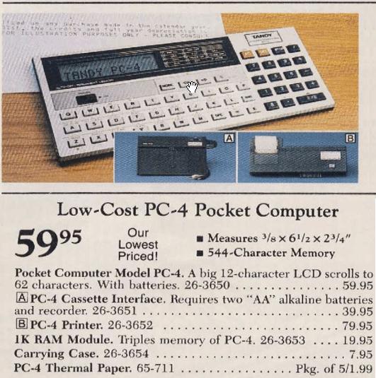 Casio - Tandy PC-4 - - Ordinateur de poche - Casio Tandy PC4 - Casio ...